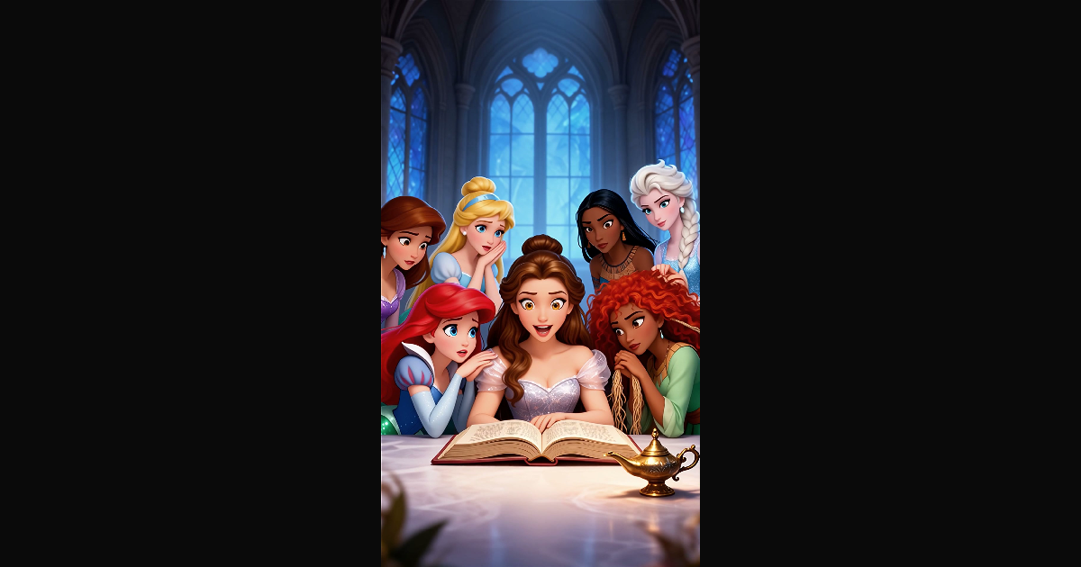 A vibrant scene of beloved Disney princesses huddl | NickWolf on ...