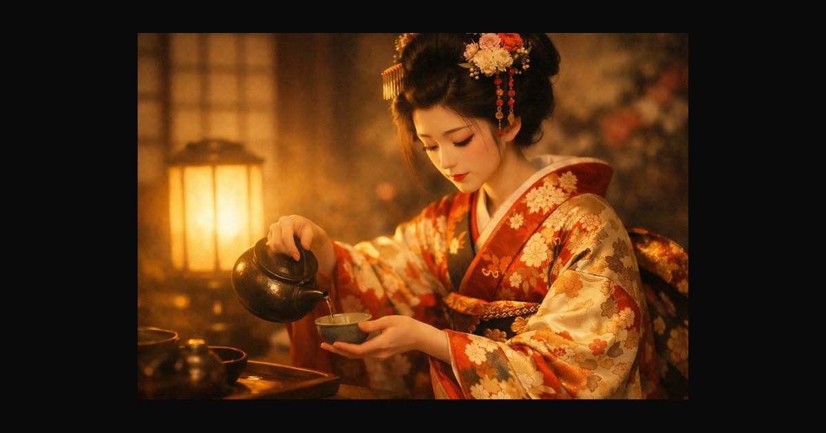 A graceful geisha-style woman in a red floral kimo | chris70 on ...