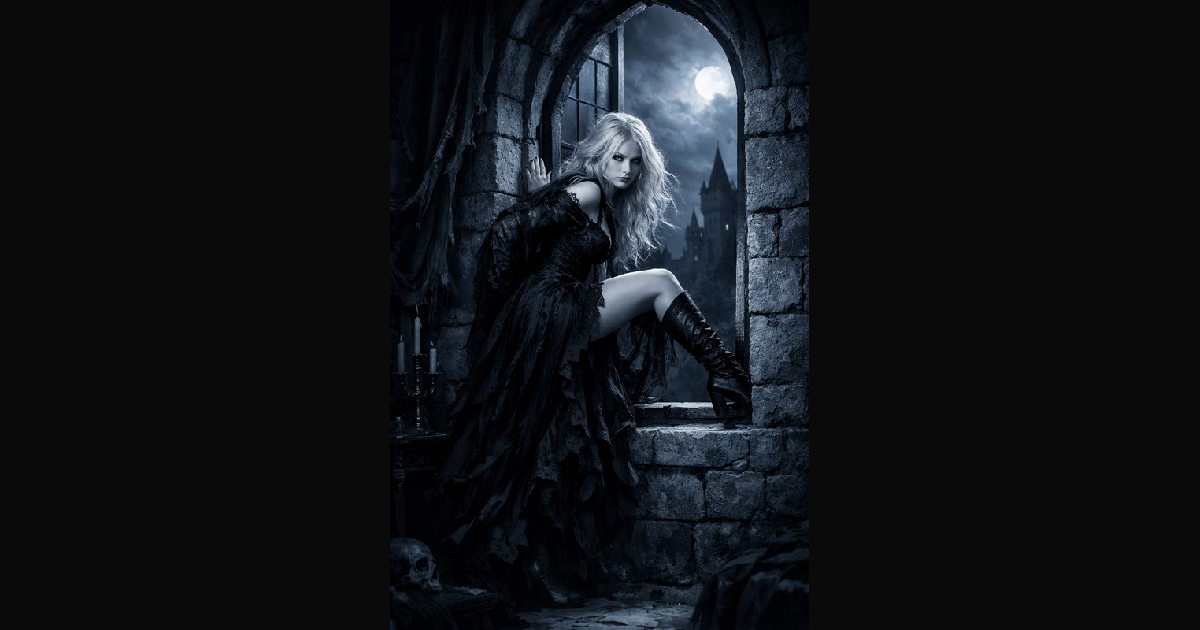 A moody gothic portrait of a blonde woman in a flo | chris70 on ...