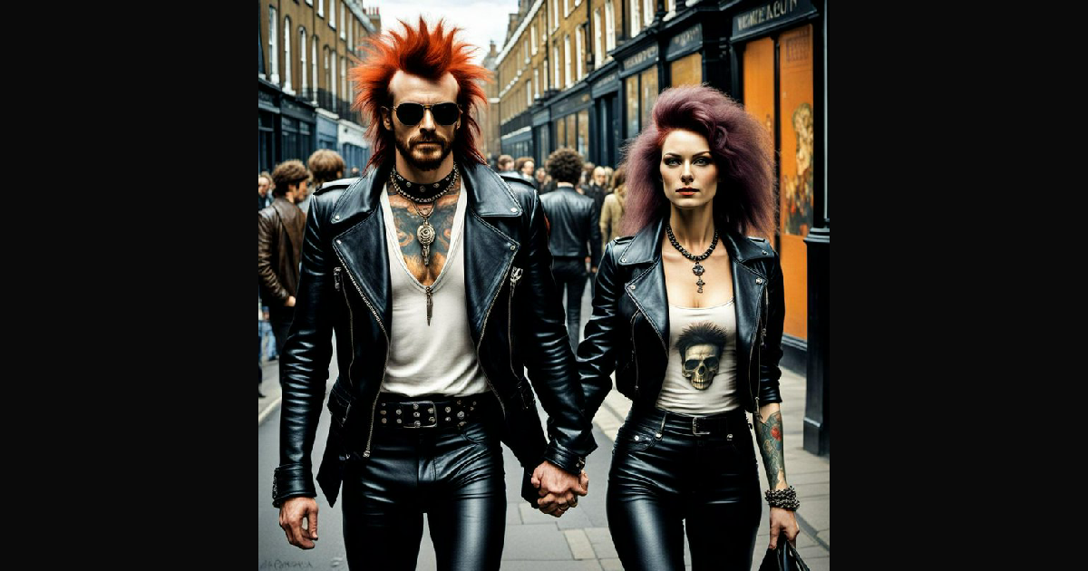 A vivid street-art illustration of a punk couple i | DavidP on ...