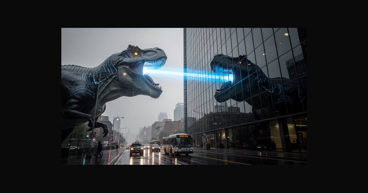 A dramatic CGI scene shows two enormous dinosaurs | legion on ...