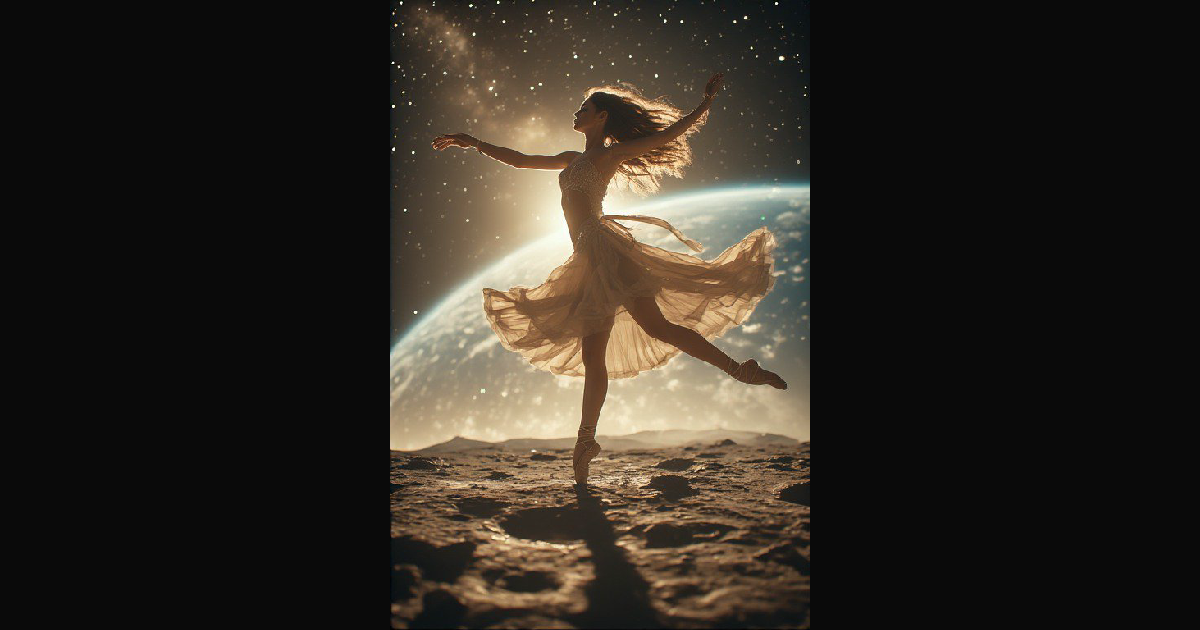 A surreal image of a ballet dancer in a flowing, b | user_google_540186 ...