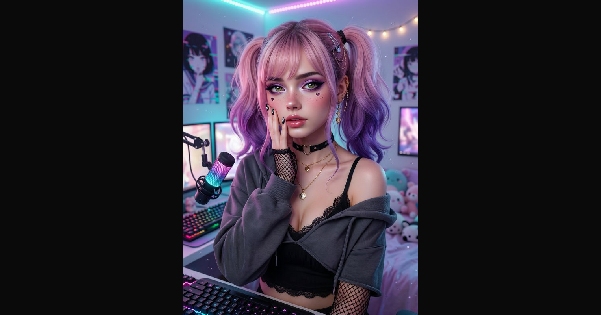 A stylized streamer portrait featuring a girl with | notyourcleo on ...