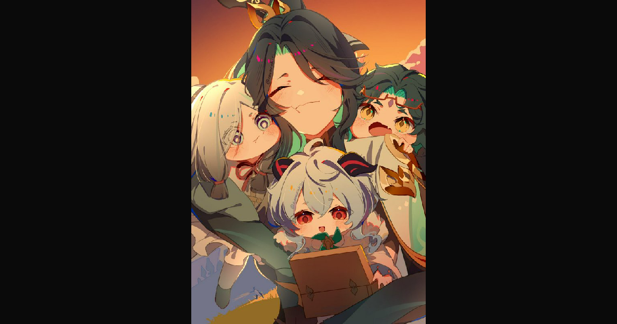 A colorful anime-style illustration featuring four | hhahah on ...