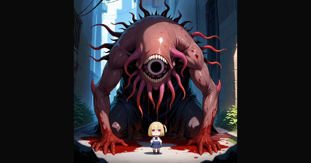 A dark, anime-inspired horror illustration featuri | cocoayoc on ...