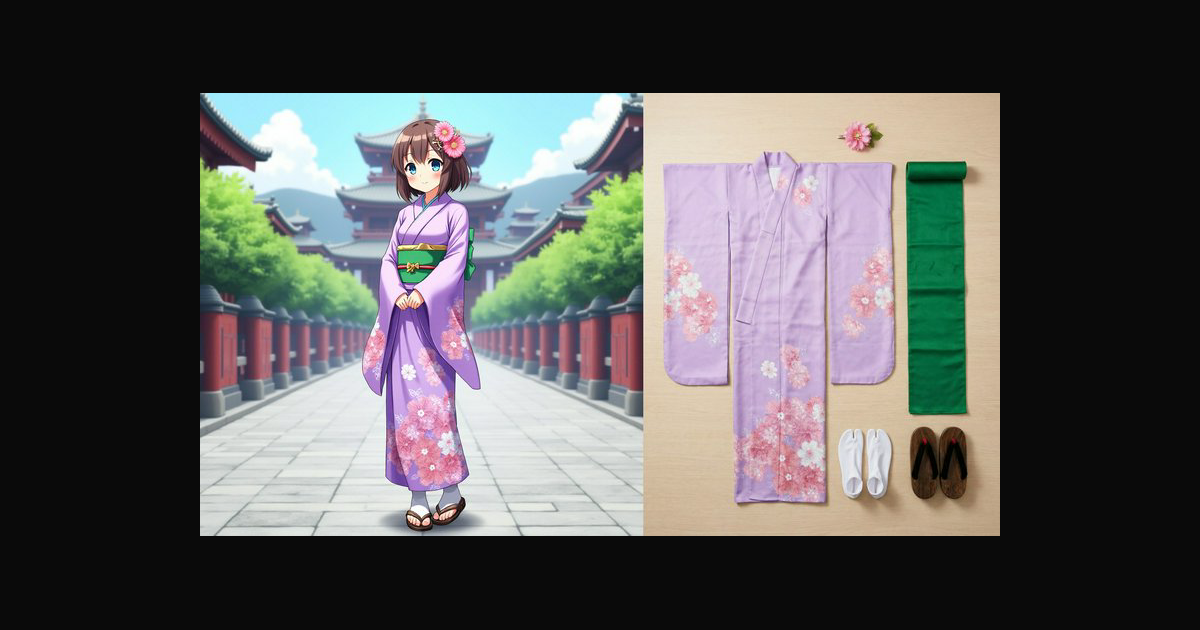 A stylized anime character wearing a lavender kimo | cocoayoc on ...